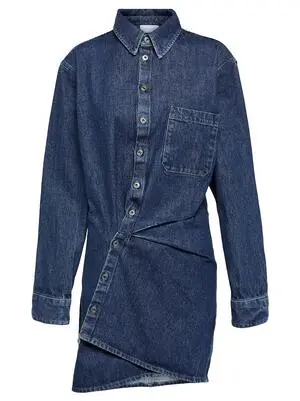 Off-White Asymmetric Denim Shirt Dress - Blue