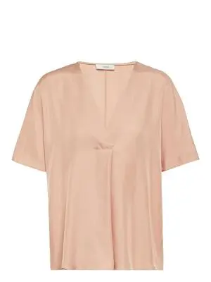 Vince Silk-blend V-neck Blouse - Beige