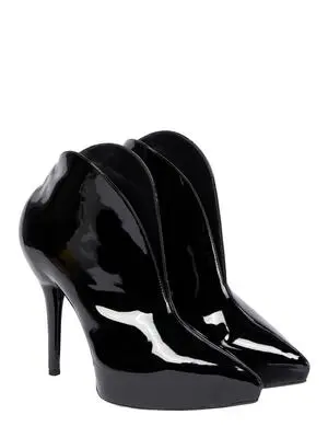 Alaïa Patent Leather Pointed Toe Ankle Boots - Black