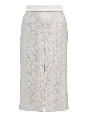 JACQUES WEI Sequined Midi Skirt - Silver