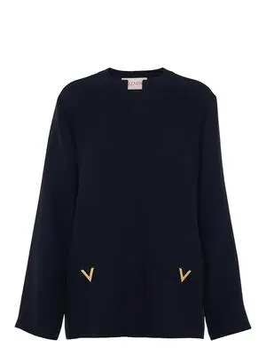 Valentino Garavani V-gold Cady Couture Top - Blue