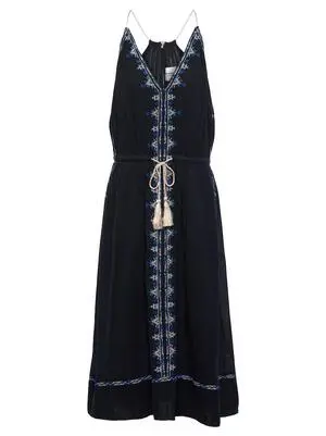 MARANT ETOILE Halterneck Embroidered Midi Dress - Black