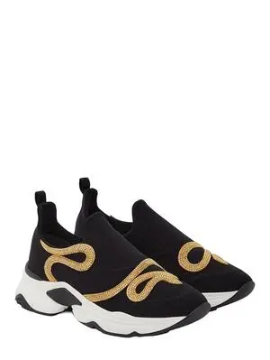 Rene Caovilla Black/gold Embellished Sneakers - Multicoloured