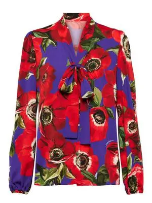 Dolce & Gabbana Tie-neck Floral Silk-blend Blouse - Multicoloured