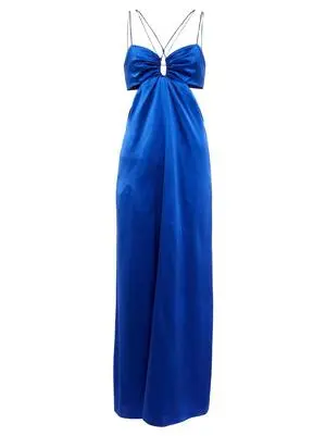 FRAME Cutout Silk-blend Maxi Dress - Blue