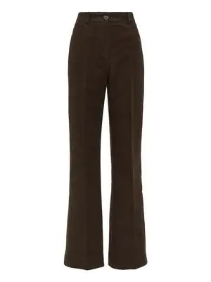 TOTEME High-rise Velour Straight Leg Trousers - Brown
