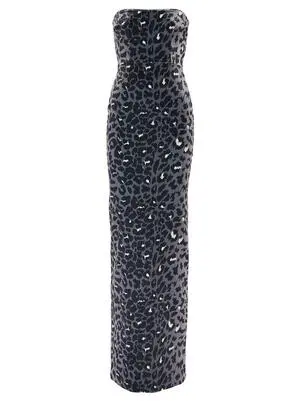Alex Perry Leopard-print Velvet Gown - Multicoloured