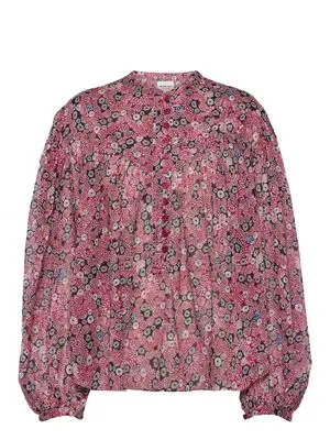 MARANT ETOILE Raspberry/black Printed Cotton Voile Blouse - Multicoloured