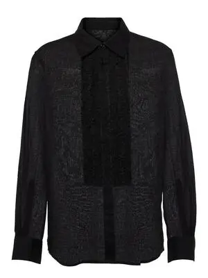 NILI LOTAN Nathael Ruffled Cotton Shirt - Black