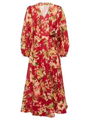 Zimmermann Lexi Floral Linen Wrap Dress - Multicoloured