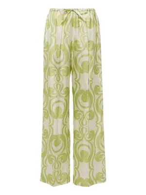 Dries Van Noten Printed Silk Wide-leg Pants - Multicoloured