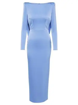 ALEX PERRY Alex Perry Draped Crepe Satin Midi Dress