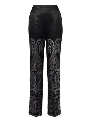 Etro Printed Silk-blend Wide-leg Trousers - Grey