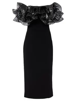 Rebecca Vallance Lumi Frill Detail Midi Dress - Multicoloured