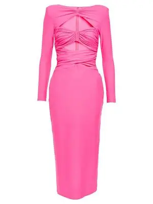 SELF-PORTRAIT Cutout Jersey Midi Dress - Pink