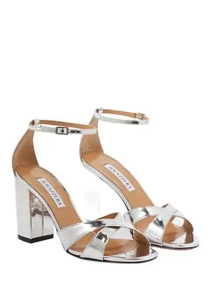 AQUAZZURA Divine 85 Metallic Leather Sandals