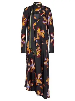 Dorothee Schumacher Asymmetric Printed Silk Twill Midi Dress - Multicoloured
