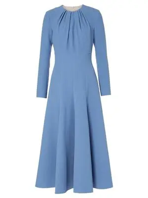 EMILIA WICKSTEAD Belgium Pleated Midi Dress - Blue