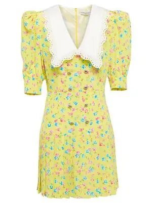 Alessandra Rich Floral Silk Mini Dress - Multicoloured