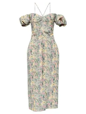 MARKARIAN Ruched Off-the-shoulder Midi Dress - Blue