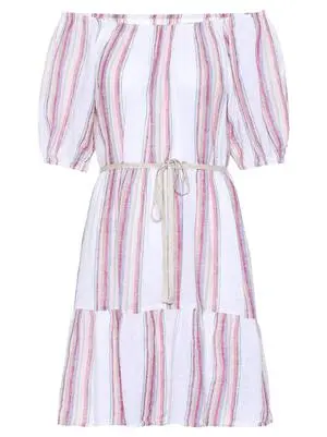 VELVET BY GRAHAM & SPENCER Velvet Cinthia Striped Linen-Blend Mini Dress