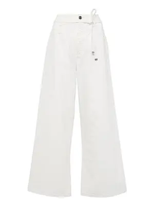 Etro High-rise Wide-leg Jeans With Embroidery - White