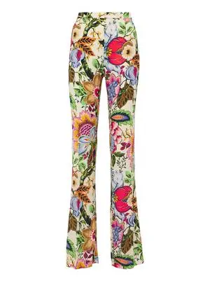 Etro Etro High-Rise Floral Print Straight Leg Trousers Multicoloured