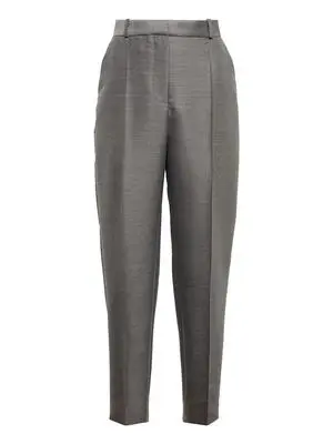 TOTEME Mid-rise Straight Cotton And Wool-blend Pants - Grey