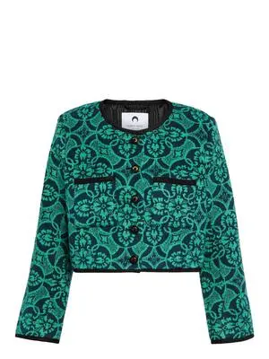 MARINE SERRE Jacquard Cropped Cotton Jacket - Multicoloured