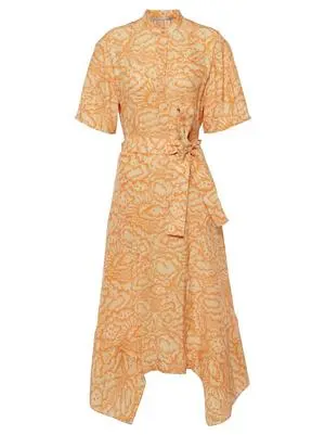 Stella McCartney Stella McCartney Printed Asymmetric Silk Midi Dress Multicoloured