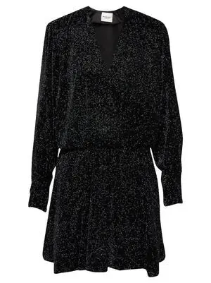 MARANT ETOILE Alexane Glitter Velvet Mini Dress - Black
