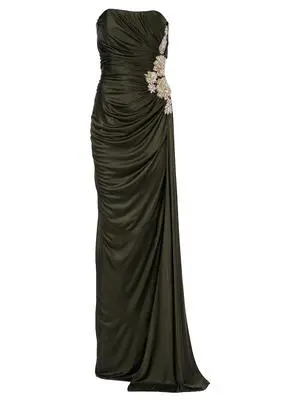 Costarellos Elettra Embellished Jersey Gown - Green