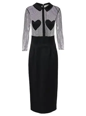 Blumarine Mesh And Satin Midi Dress - Black