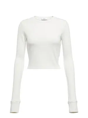 Wardrobe.NYC X Hailey Bieber Ribbed Cotton Blend Crop Top - White