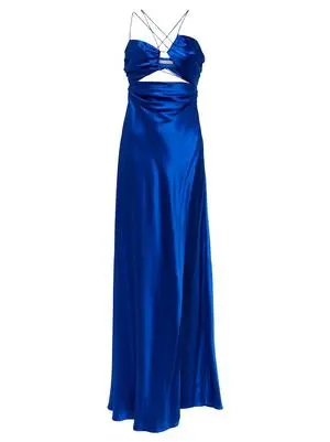 THE SEI Asymmetrical Cutout Silk Gown - Blue