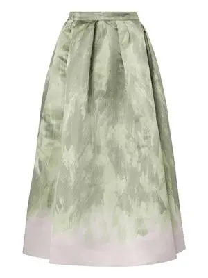 Dries Van Noten Satin Midi Skirt - Green