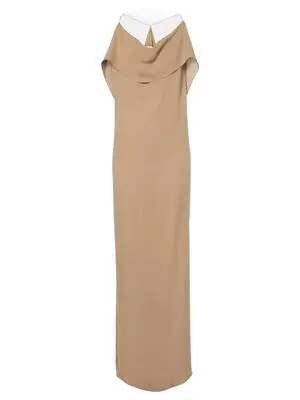 Khaite Dandora Draped Silk Gown - Brown