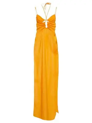 NENSI DOJAKA Cutout Halterneck Maxi Dress - Orange
