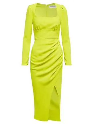 SELF-PORTRAIT Ruched Crepe Midi Dress - Green