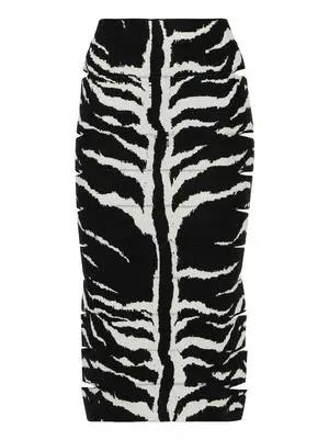 ALAÏA Alaia Zebra-Printed High-Rise Midi Skirt