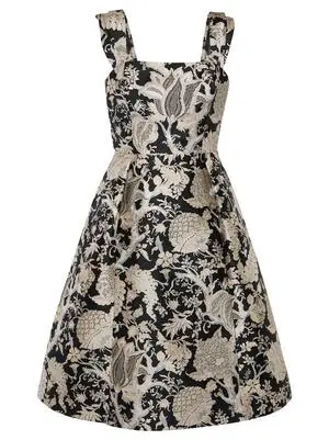 CAROLINA HERRERA Carolina Herrera Floral Jacquard Midi Dress