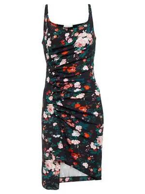 Rabanne Floral Ruched Jersey Mini Dress - Multicoloured