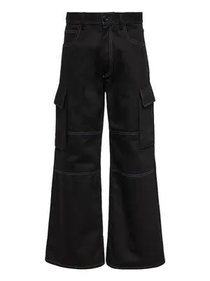 Marni Wide-leg Cotton Gabardine Cargo Trousers - Black