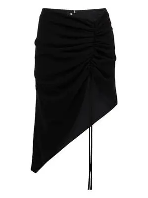 MONOT Asymmetric Crepe Midi Skirt - Black