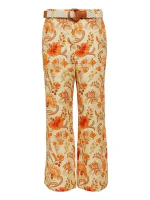 Zimmermann Junie Cropped Linen Flared Trousers - Multicoloured