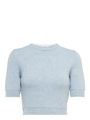 Alaïa Wool Blend Cropped Sweater - Blue