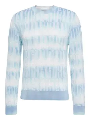 Amiri Cotton And Cashmere-blend Sweater With Logo Detail - Blue