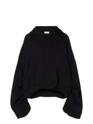 Dries Van Noten Dries Van Noten Oversized Draped Cotton Jersey Hoodie Black