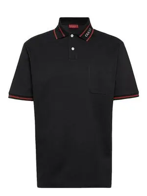 Gucci Cotton-blend Pique Polo Shirt - Black