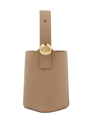 Loewe Loewe Pebble Mini Leather Bucket Bag Beige